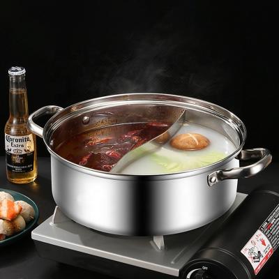 China New Design Hot Pot Thickened Round Shape Stainless Steel Shabu Pot Soup Pot With Stainless Steel Handle for sale