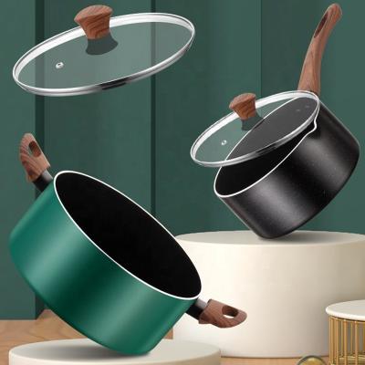 China Hot Selling 20cm 24cm Korean Cookware Kitchen Non Stick Cooking Pot Aluminum Soup Stock Pot With Glass Lid for sale