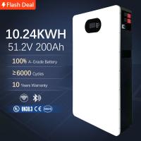 China 51.2V 200Ah Wall Mount LiFePO4 Battery for Solar Systems - 10.24kWh Capacity with 10-Year Warranty for sale