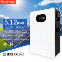 China 51.2V 5kWh LiFePO4 Solar Power Wall Battery Home Energy Storage System Wall Mounted for sale