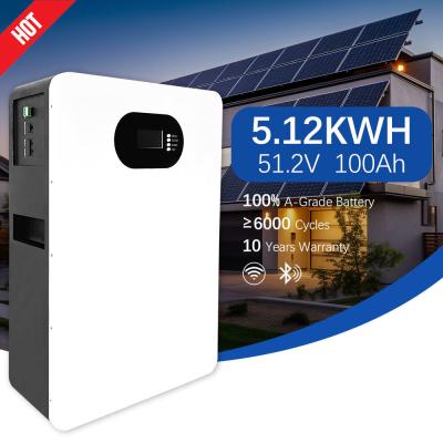 China 48V 200Ah Wall Mounted LiFePO4 Battery with 10.24kWh Capacity for Solar Hybrid Systems for sale