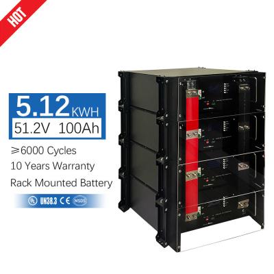 China 51.2V 100Ah 200Ah LiFePO4 Solar Battery Bank for Home Energy Storage System 5KWh 10KWh for sale