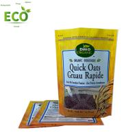 China Custom Printed Food Grade Reusable Zipper Mylar Bags Recyclable  Stand up Quick Oats Packaging Bags With Transparent Window for sale