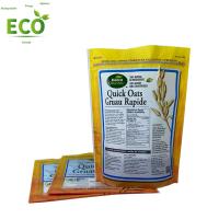 China Custom Printed Food Grade Reusable Zipper Mylar Bags Recyclable  Stand up Quick Oats Packaging Bags With Transparent Window for sale