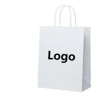 China Custom Printing Biodegradable Restaurant Personalised Gift Twisted Handles Shipping Bag Brown and White Kraft Paper Bag for sale