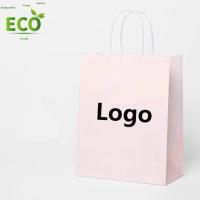 China Custom Printing Biodegradable Restaurant Personalised Gift Twisted Handles Shipping Bag Brown and White Kraft Paper Bag for sale