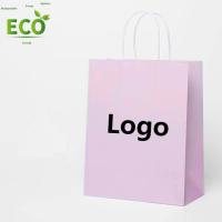 China Custom Printing Biodegradable Restaurant Personalised Gift Twisted Handles Shipping Bag Brown and White Kraft Paper Bag for sale