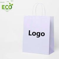 China Custom Printing Biodegradable Restaurant Personalised Gift Twisted Handles Shipping Bag Brown and White Kraft Paper Bag for sale