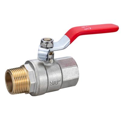 China DN15 MXF Thread Connected Brass Ball Valve Water Tap Nickel Plating for sale
