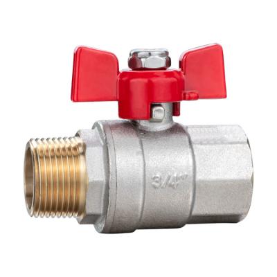 China DN15~25 Butterfly Brass Water Tap Ball Valve MXF Thread Connected for sale
