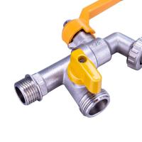 China Garden Wash Machine Use Water Tap Brass 3 Way Bib Cock 16 Nickel Plated Surface for sale