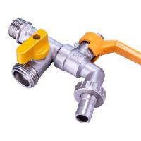 China Garden Wash Machine Use Water Tap Brass 3 Way Bib Cock 16 Nickel Plated Surface for sale