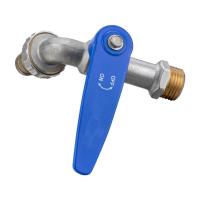 China DN15 DN25 1 Inch BSP Male Thread Nickel Plated Blue Aluminum Handle Brass Bib Cock for sale