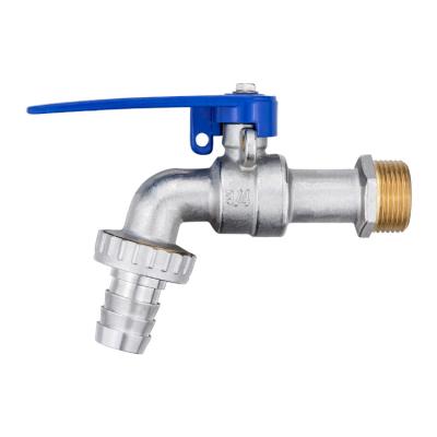 China TMOK Blue Aluminum Handle Garden Water Tap Washing Machine Brass Bibcock For Outdoor And Irrigation for sale