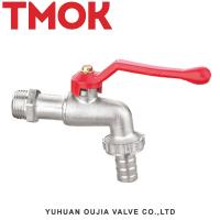 China Forged Red Long Handle Surface Forged Brass Chrome Plated Ball Garden Water Tap Bib Cock for sale