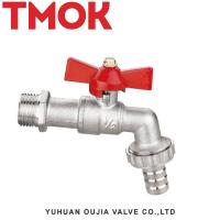 China Forged Red Long Handle Surface Forged Brass Chrome Plated Ball Garden Water Tap Bib Cock for sale