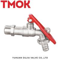China Forged Red Long Handle Surface Forged Brass Chrome Plated Ball Garden Water Tap Bib Cock for sale