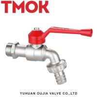 China Forged Red Long Handle Surface Forged Brass Chrome Plated Ball Garden Water Tap Bib Cock for sale