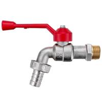 China Forged Red Long Handle Surface Forged Brass Chrome Plated Ball Garden Water Tap Bib Cock for sale