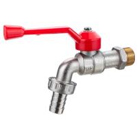 China Forged Red Long Handle Surface Forged Brass Chrome Plated Ball Garden Water Tap Bib Cock for sale