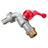 China Forged Red Long Handle Surface Forged Brass Chrome Plated Ball Garden Water Tap Bib Cock for sale