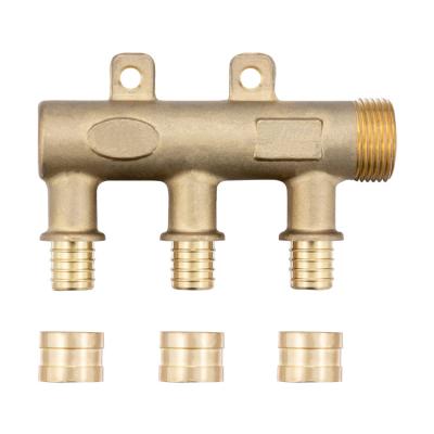 China TMOK 3/4 Inch 1 Inch PN16 Three Way Brass Water Manifold For Water Distributor for sale