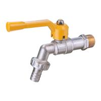 China Water Tap Support OEM Brass Bibcock Valve With Yellow Iron Handle Heavy Garden Tap for sale