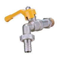 China Water Tap Support OEM Brass Bibcock Valve With Yellow Iron Handle Heavy Garden Tap for sale