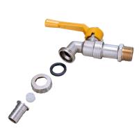 China Water Tap Support OEM Brass Bibcock Valve With Yellow Iron Handle Heavy Garden Tap for sale