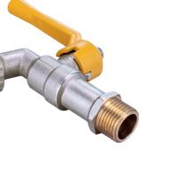 China Water Tap Support OEM Brass Bibcock Valve With Yellow Iron Handle Heavy Garden Tap for sale