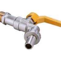 China 1/2 3/4 1 Inch Standard Brass Bibcock Valve Yellow Handle Heavy Nozzle For IBC Tank for sale