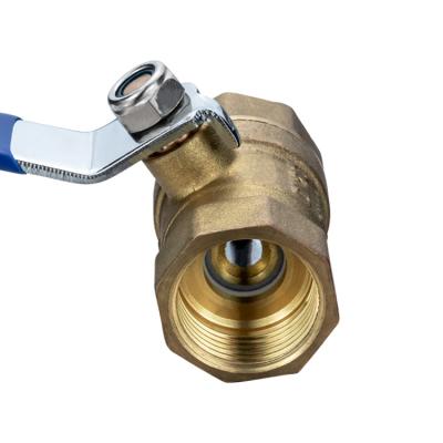 China Brass Color Blue Long Handle Quick Open Full Port Brass Thread Ball Valve for sale
