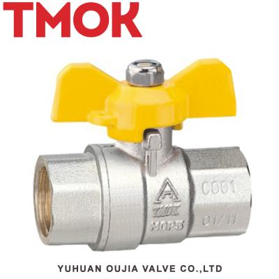 China brass inner wire butterfly handle chrome plated gas ball valve for sale