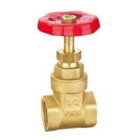 China Sanitary 2 Inch DN50 PN16 Brass Color Body Brass Gate Valve With Round Red Handle for sale