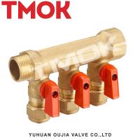 China Sand Blasting Brass Color Body 3/4 Inch Three Way Manifold Valve For Water Distributor for sale
