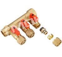 China Disc Valve Hvac Football 2 Way 25MM 1 Inch Brass Water Manifold For Water Distributor for sale