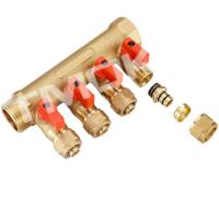 China Disc Valve Hvac Football 2 Way 25MM 1 Inch Brass Water Manifold For Water Distributor for sale