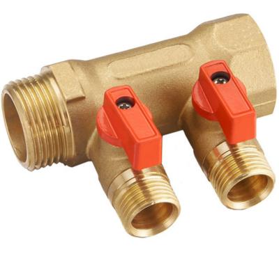 China 3 Port Pex Manifold Ball Valves Turbo Bypass Brass Water Distributor Manifold for sale