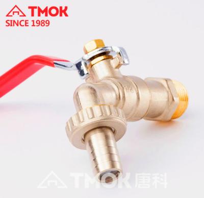 China Garden Irrigation PN16 Bibcock Ball Valve With Red Steel Handle for sale