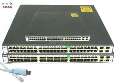 China 32 Gbps Used Cisco Switches WS-C3750G-48PS-E 48 Port Gigabit PoE 4 X SFP Network for sale