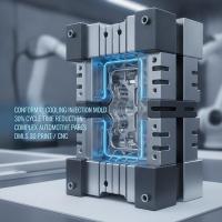 China Conformal Cooling Injection Mold with 30 Percent Cycle Time Reduction for Complex Automotive Parts via DMLS 3D Print / CNC for sale