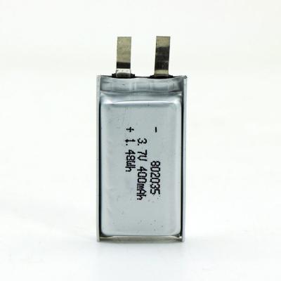 China XL 802035 400mAh 3.7V 30C Rate Li-Po Battery for Drone High Power Lightweight LiCoO2 Cathode 350 Cycles -20-60C for sale