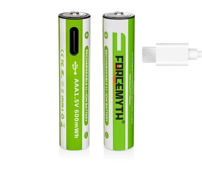 China 1.5V AA AAA Solid State Rechargeable 1500mAh 600mWh 1100mWh 2200mWh Type USB-C 10x43mm 1000 Cycles Battery for sale