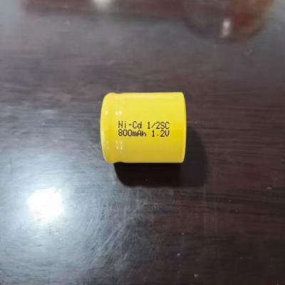 China 800mAh 1.2V Ni-Cd Battery with 500-800 Cycles and Compact 22.2x24.5mm Size for Power Tools and Toys for sale