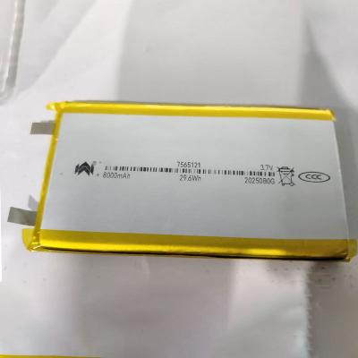 China 7565121 Li-Po Battery 3.7V 8000mAh Lithium Polymer Battery for Power Bank for sale
