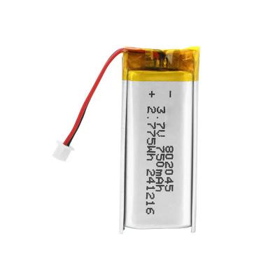 China Rechargeable 802045 Lithium Polymer Battery 3.7V 750mAh Li-Po Battery for Massage Gun Drone and Emergency Light for sale