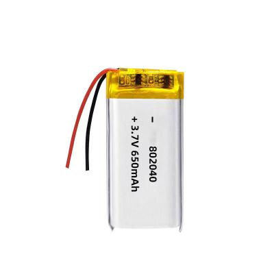 China 802040 3.7V 650mAh Lithium Polymer Battery Li-Po Rechargeable Battery for Facial Mist Sprayer for sale