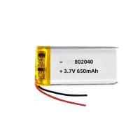 China 802040 3.7V 650mAh Lithium Polymer Battery Li-Po Rechargeable Battery for Facial Mist Sprayer for sale