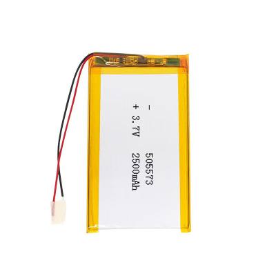 China 505573 Lithium Polymer Battery 3.7V 2500mAh Rechargeable Battery for LED Desk Lamp Power Bank for sale