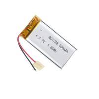 China 801738 Lithium Polymer Battery 3.7V 500mAh Soft Pack Lithium Battery for Bluetooth Earphones and Smart Wearable Devices for sale